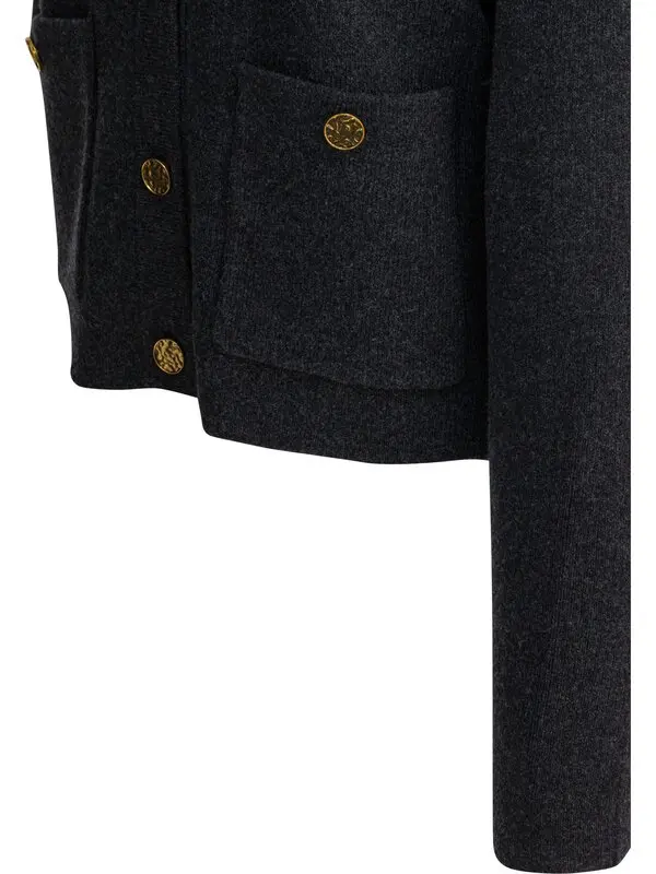 TOTEME Hammered Button Cardigan With Patch Pockets - Black