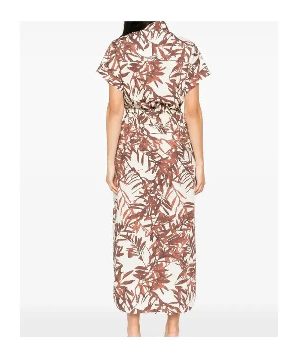 Brunello Cucinelli Printed Maxi Dress With Short Sleeves