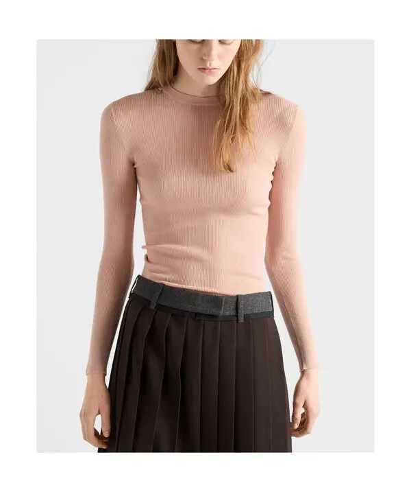 Prada Ribbed Long Sleeve Crewneck Jumper - No