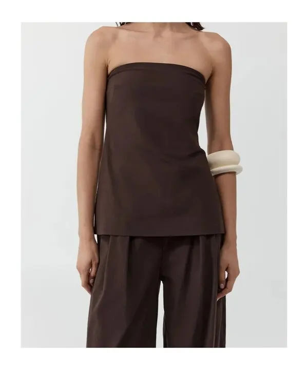 ST. AGNI Strapless Top With Back Tie Detail - Black