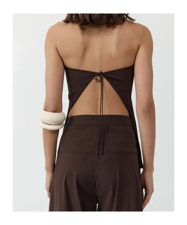 ST. AGNI Strapless Top With Back Tie Detail - Black