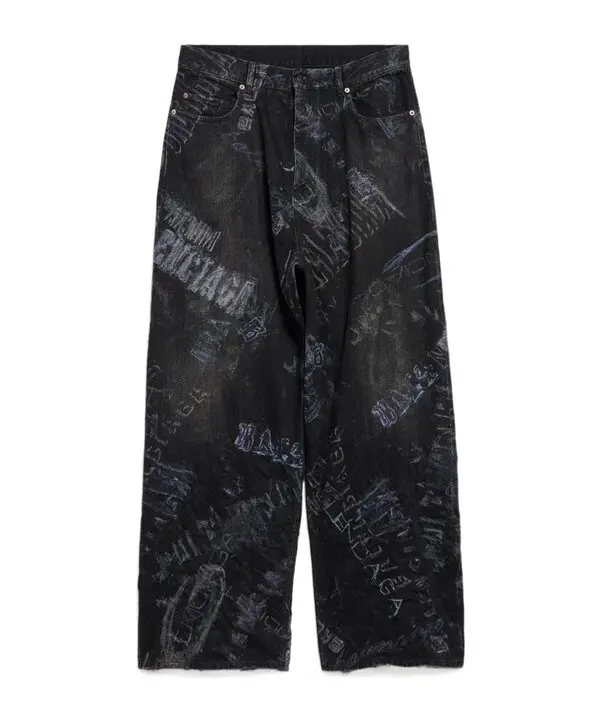 Balenciaga Baggy Jeans With All-over Logo Print