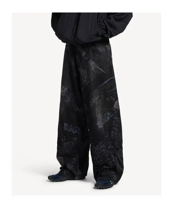 Balenciaga Baggy Jeans With All-over Logo Print