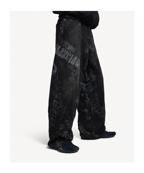 Balenciaga Baggy Jeans With All-over Logo Print