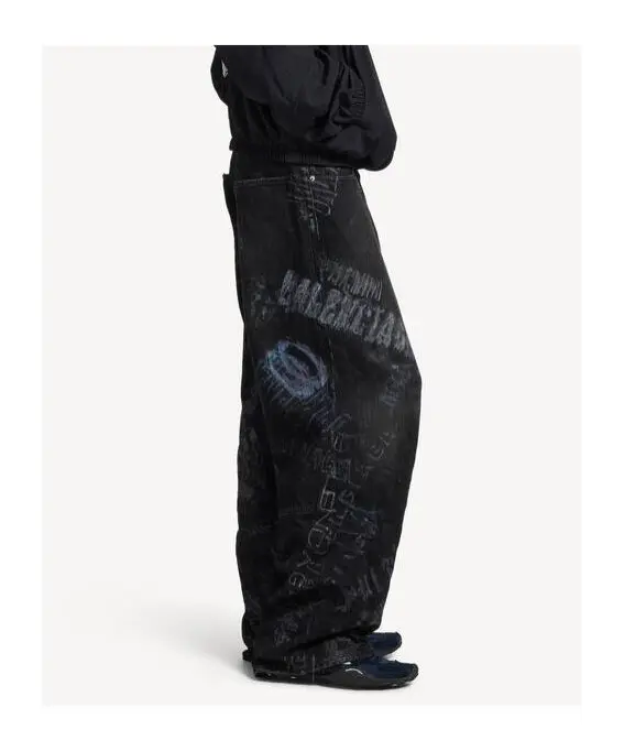 Balenciaga Baggy Jeans With All-over Logo Print