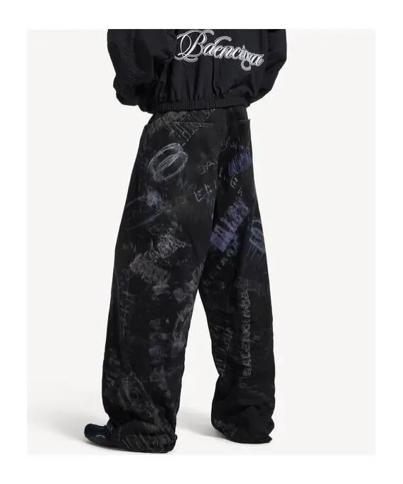 Balenciaga Baggy Jeans With All-over Logo Print