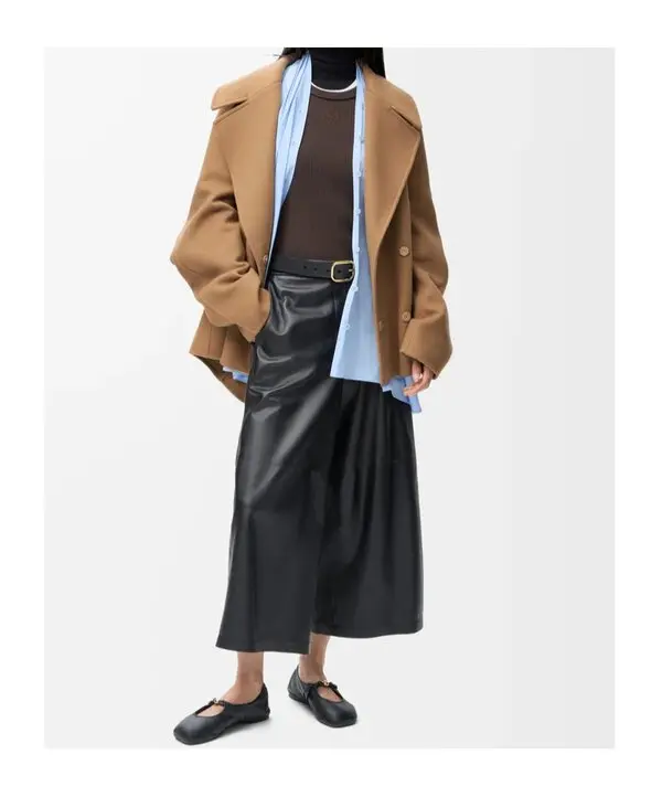 Loewe Wool Short Coat With Leather-wrapped Anagram Pebble Buttons - Camel-colored