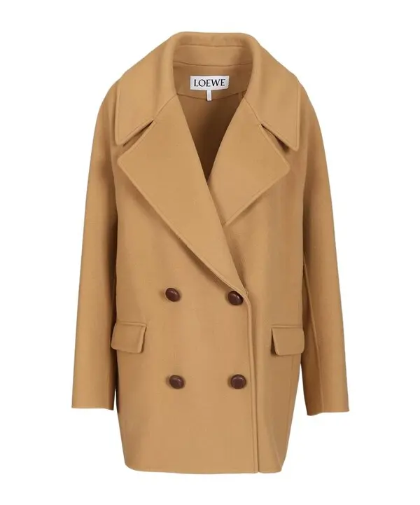 Loewe Double-breasted Coat - Camel-colored