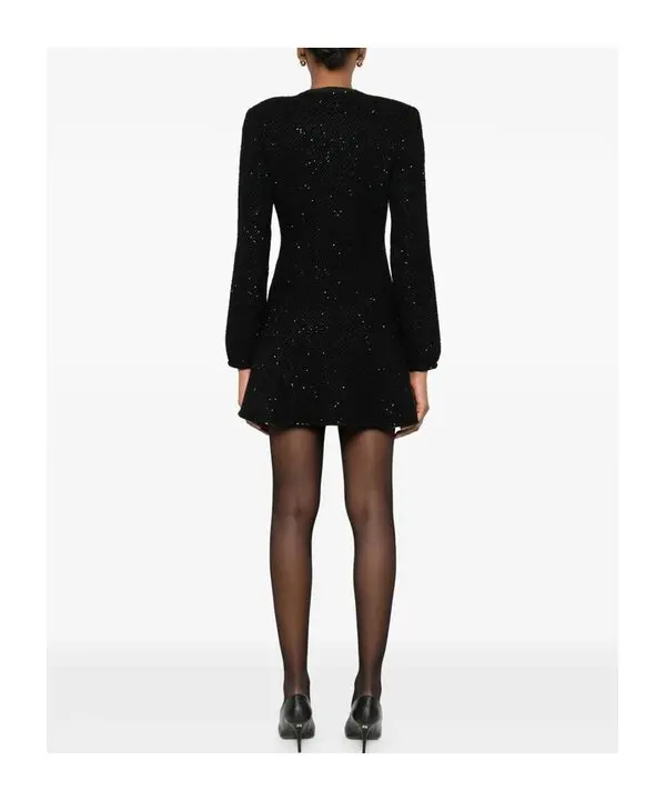 SELF-PORTRAIT Sequin Embellished Bow Knit Mini Dress