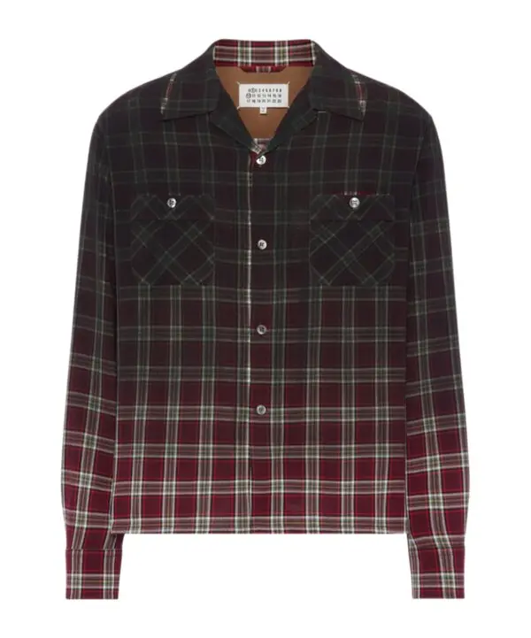 MAISON MARGIELA Ombre Plaid Buttoned Shirt - Bordeaux