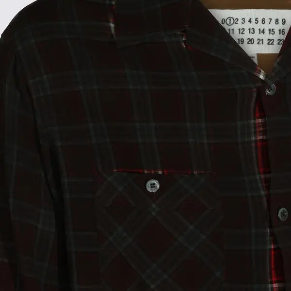 MAISON MARGIELA Ombre Plaid Buttoned Shirt - Bordeaux