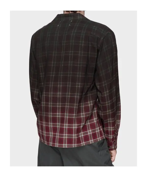 MAISON MARGIELA Ombre Plaid Buttoned Shirt - Bordeaux