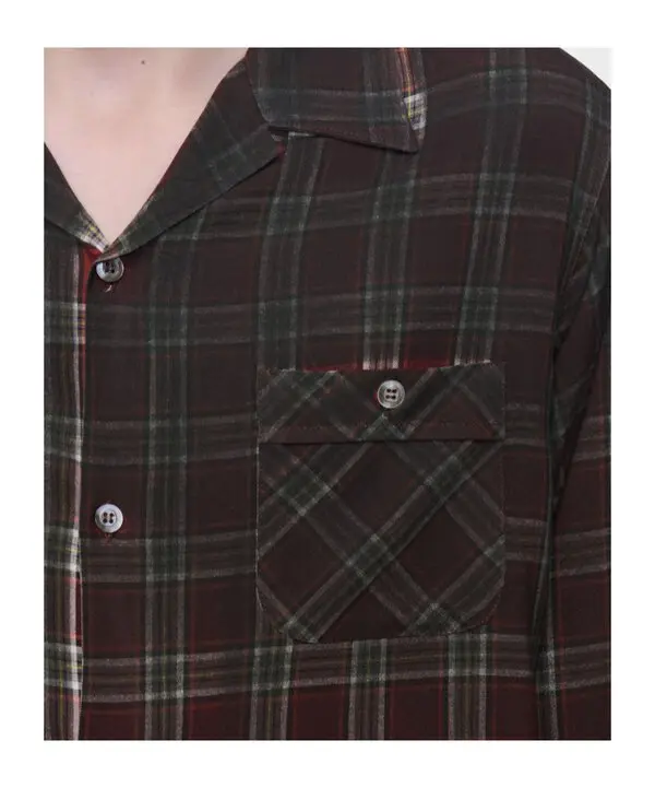 MAISON MARGIELA Ombre Plaid Buttoned Shirt - Bordeaux