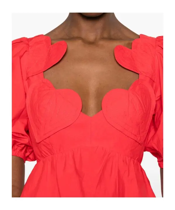 Farm Rio Short Sleeve Blouse With Heart Detail - Orange