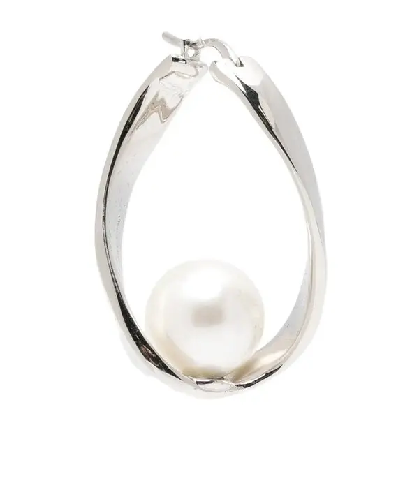 Dries Van Noten Pearl Hoop Earrings - White