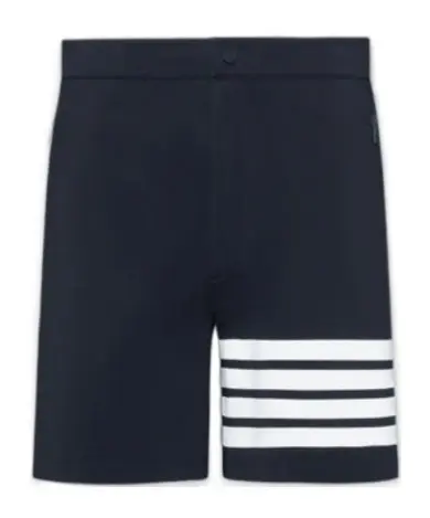 Thom Browne Zipped Pocket Shorts With Striped Cuffs - Navy Blue