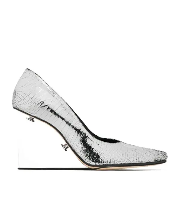MAISON MARGIELA Tabi Plexi Wedge Heeled Pumps In Broken Mirror Leather