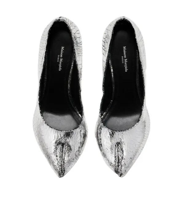 MAISON MARGIELA Tabi Plexi Wedge Heeled Pumps In Broken Mirror Leather