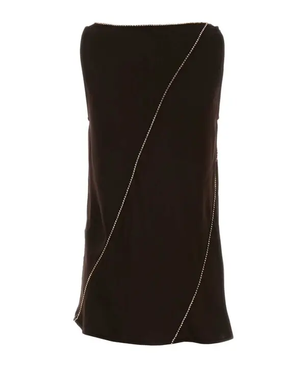 JIL SANDER Sleeveless V-neck Embellished Top - Chocolate