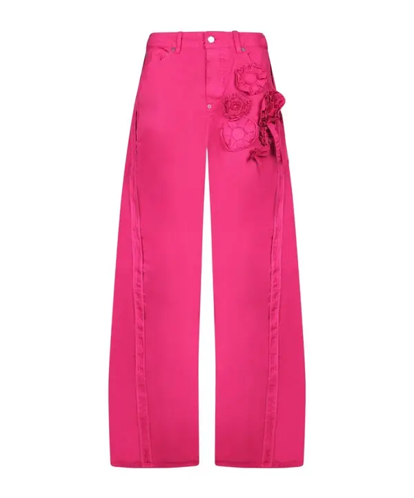 Dsquared2 Appliquéd Wide-leg Pants - Pink
