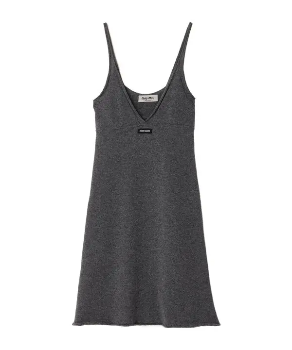 Miu Miu Sleeveless V-neck Cashmere Tank Dress