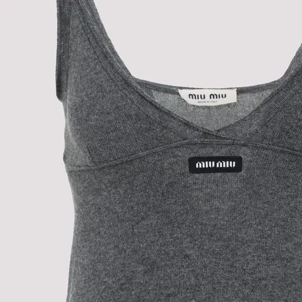Miu Miu Sleeveless V-neck Cashmere Tank Dress