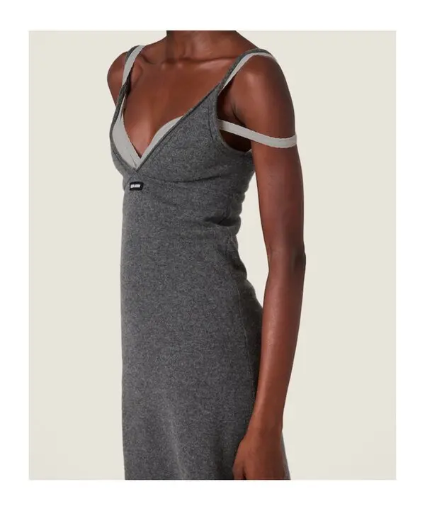 Miu Miu Sleeveless V-neck Cashmere Tank Dress
