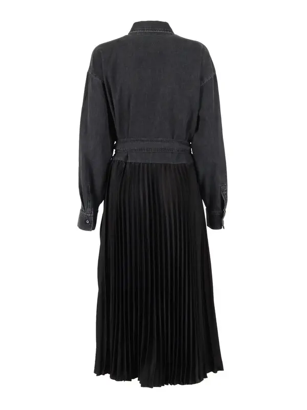 Max Mara Citrato Long-sleeved Shirt Dress With Pleated Skirt