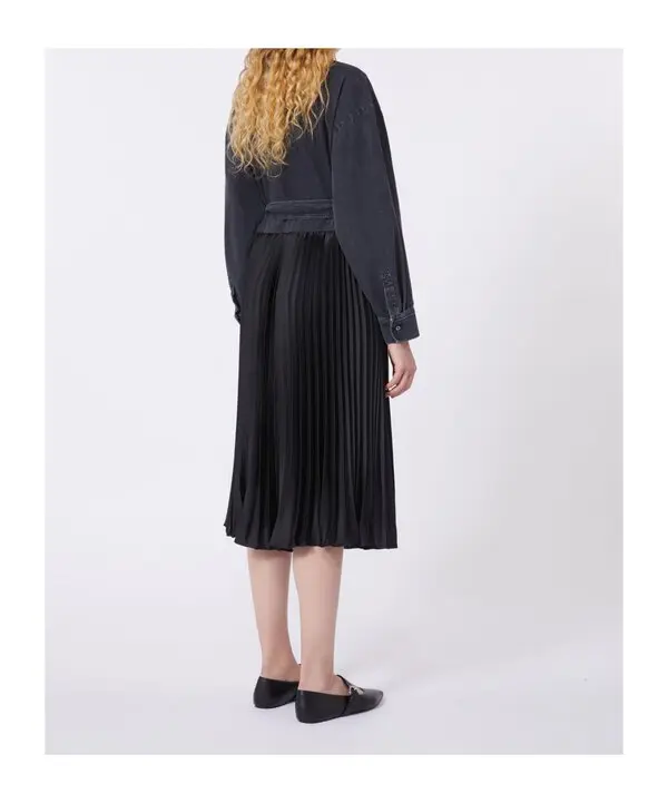 Max Mara Citrato Long-sleeved Shirt Dress With Pleated Skirt