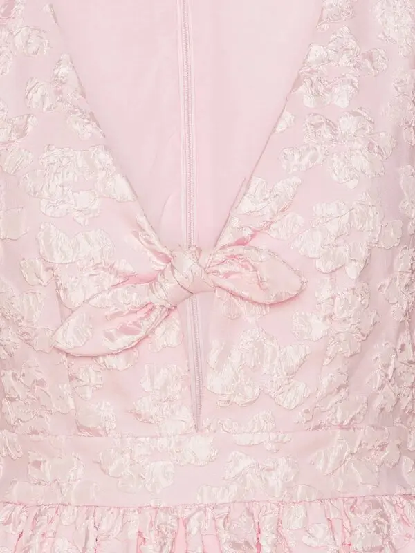 ROTATE BY BIRGER CHRISTENSEN Puff-sleeve Jacquard Top - Pink