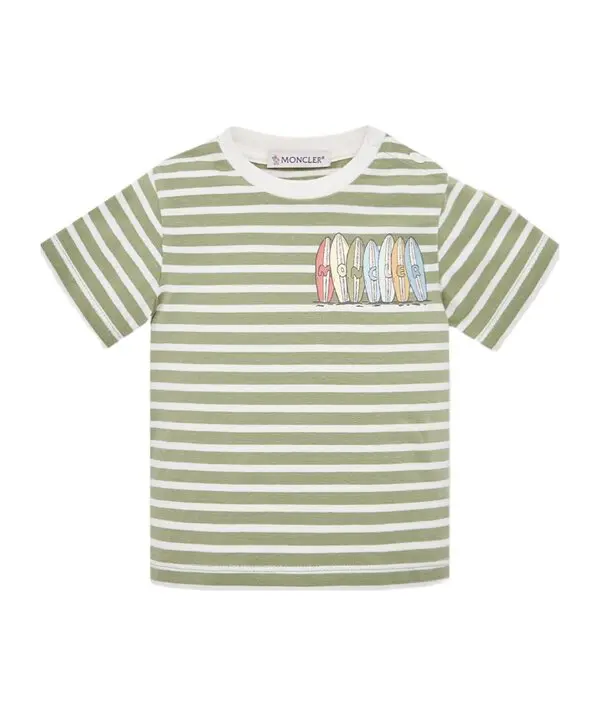 Moncler Striped Short Sleeved T-shirt - Sage Green