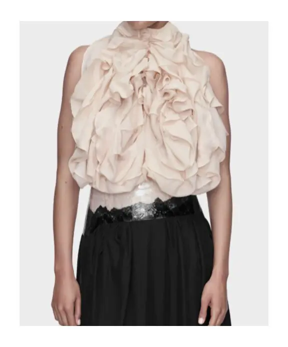 MAISON MARGIELA Ruffled Halter Neck Top - Sand