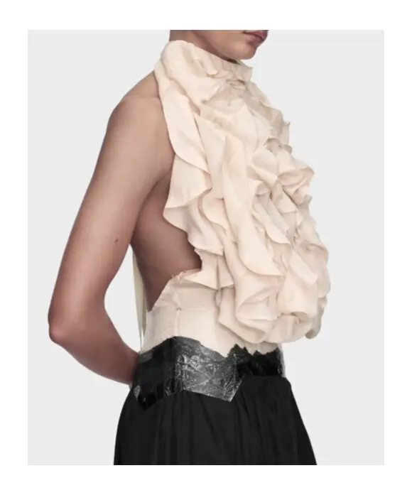 MAISON MARGIELA Ruffled Halter Neck Top - Sand