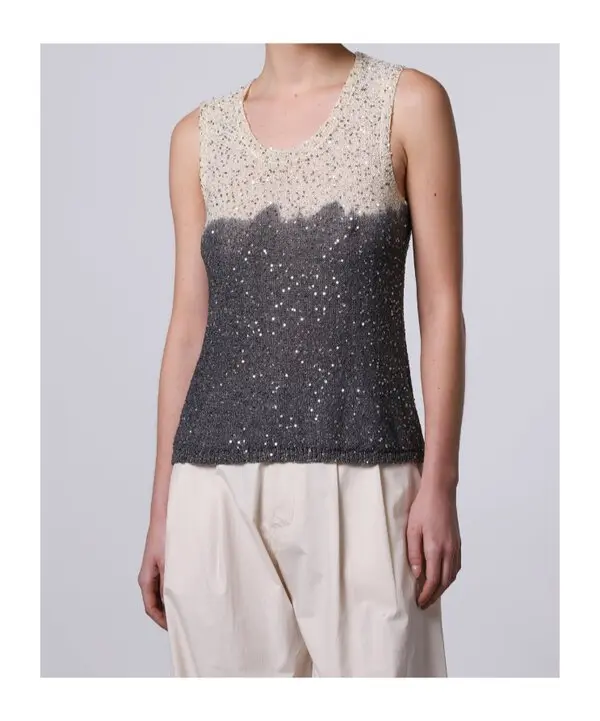 ROBERTO COLLINA Sequined Knit Top - Gray