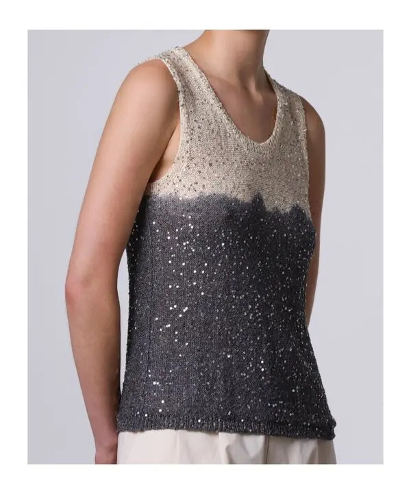 ROBERTO COLLINA Sequined Knit Top - Gray