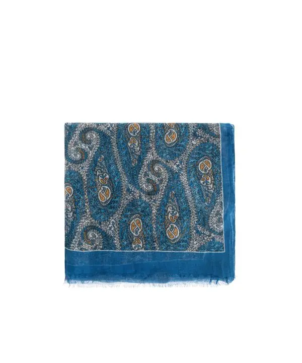 Etro Paisley Fringed Scarf - Blue