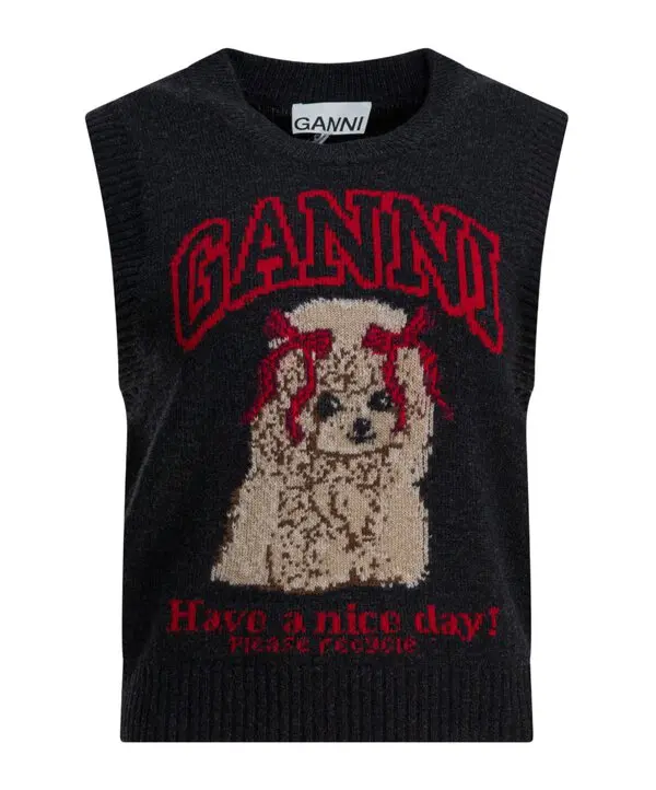 GANNI Graphic Dog Knit Jumper - Black