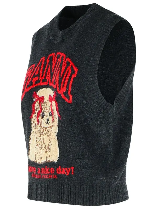 GANNI Graphic Dog Knit Jumper - Black