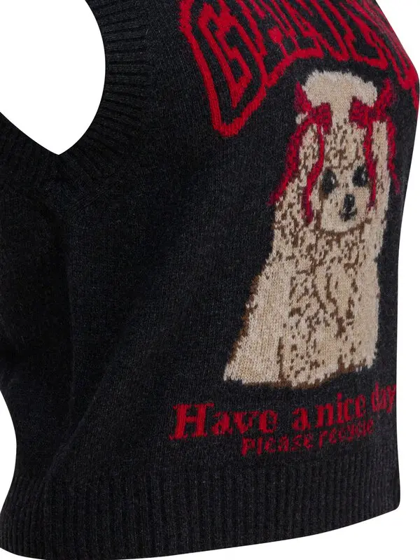 GANNI Graphic Dog Knit Jumper - Black