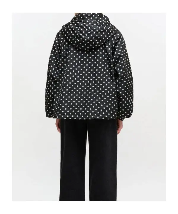 GANNI Polka Dot Hooded Zip-up Jacket - Black