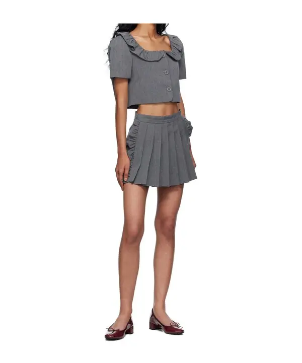 PUSHBUTTON Pleated Apron Shorts With Ruffle Detailing