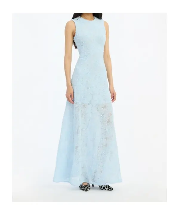 ROTATE BY BIRGER CHRISTENSEN Textured Mesh Maxi Dress - Blue
