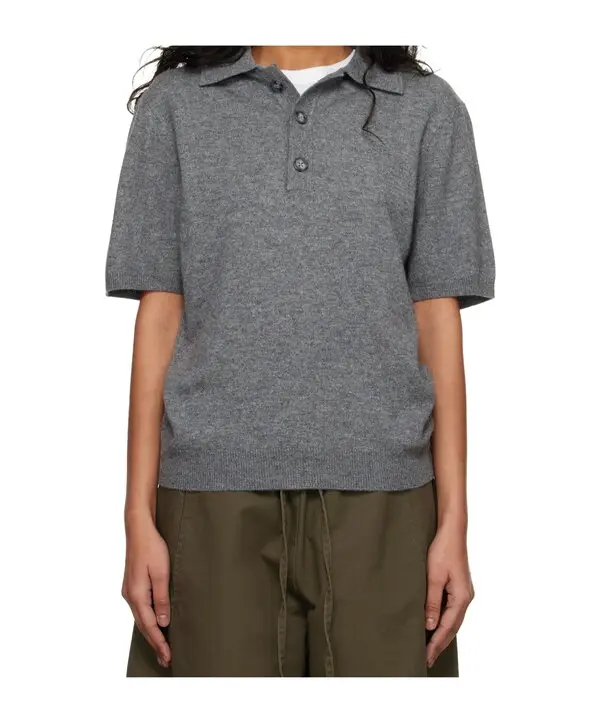 ENTIRE STUDIOS Short-sleeved Polo Sweater - Concrete