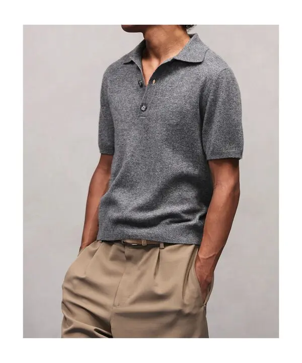 ENTIRE STUDIOS Short-sleeved Polo Sweater - Concrete