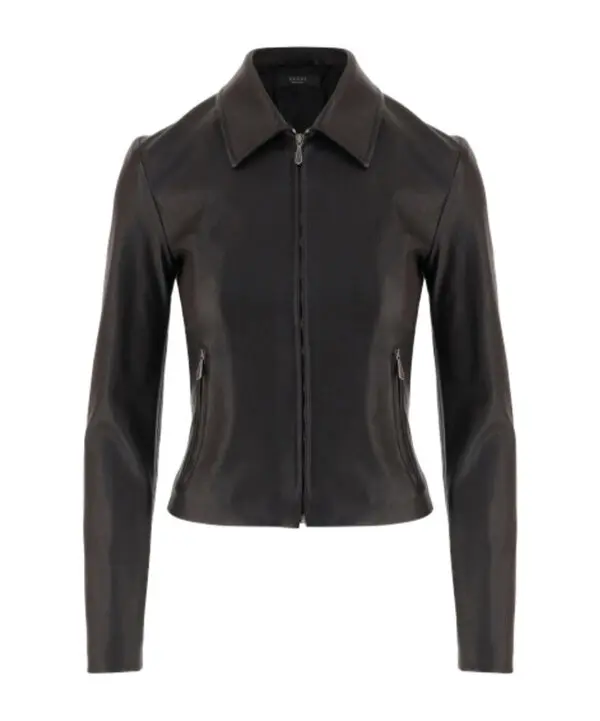 Gucci Washed Stretch Nappa Leather Zip-up Jacket