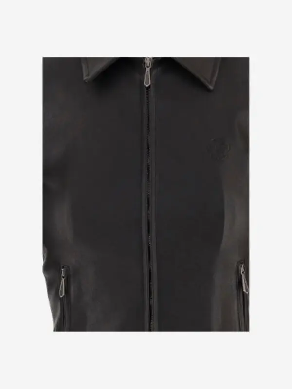 Gucci Washed Stretch Nappa Leather Zip-up Jacket