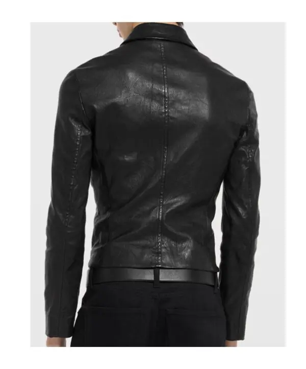 Gucci Washed Stretch Nappa Leather Zip-up Jacket
