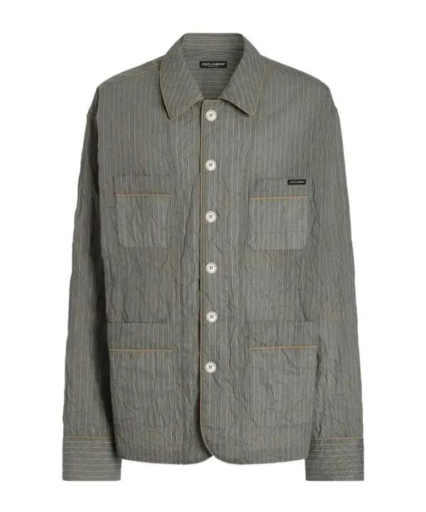 Dolce & Gabbana Dolce Gabbana Crinkled Stripe Shirt - Gray