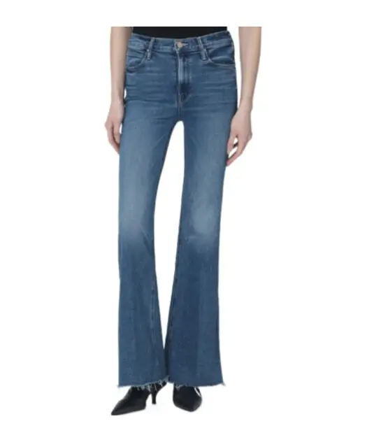MOTHER Mid-rise Flared Jeans With Frayed Hems