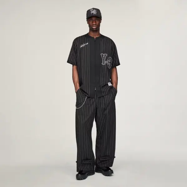 Y3 Zip Up Pinstripe Baseball Shirt